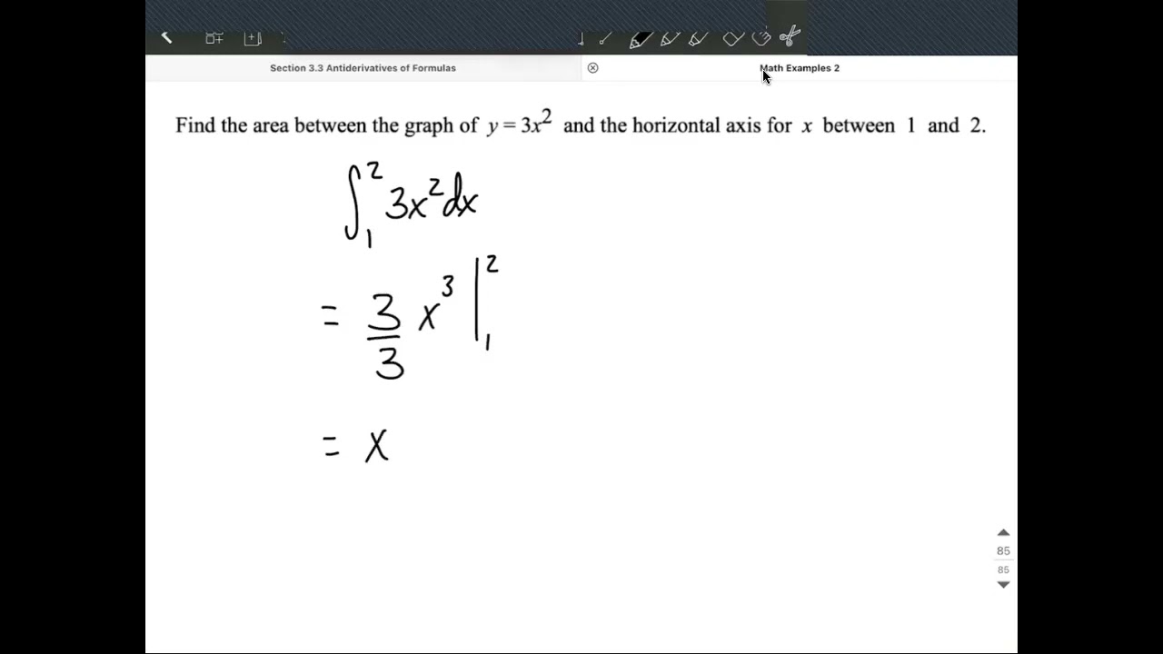 Definite integral of quadratic function