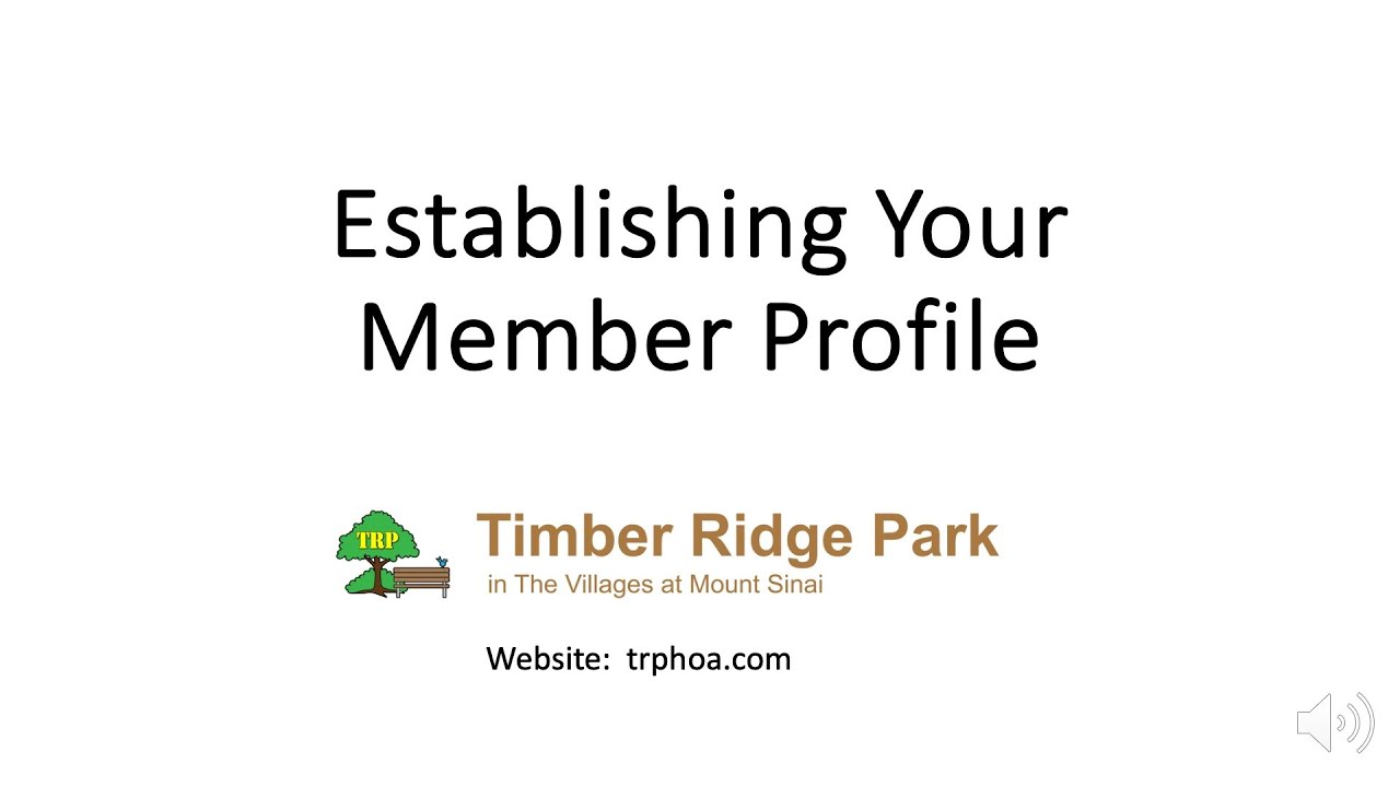 Tutorial - Establishing Your Member Profile