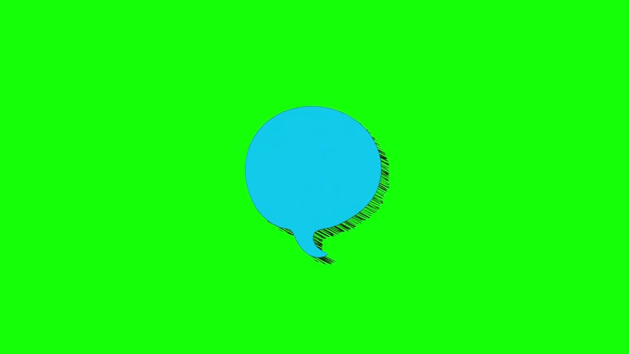 Blue Comic Speech Bubble Animation on Green Screen | 4K | FREE TO USE