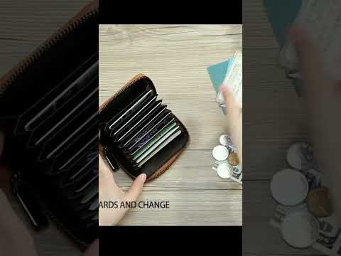 Storite PU Leather 9 Slot Vertical Credit Debit Card Holder Money Wallet Zipper