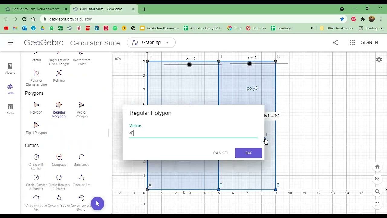 Algebraic Identity 1 using Geogebra