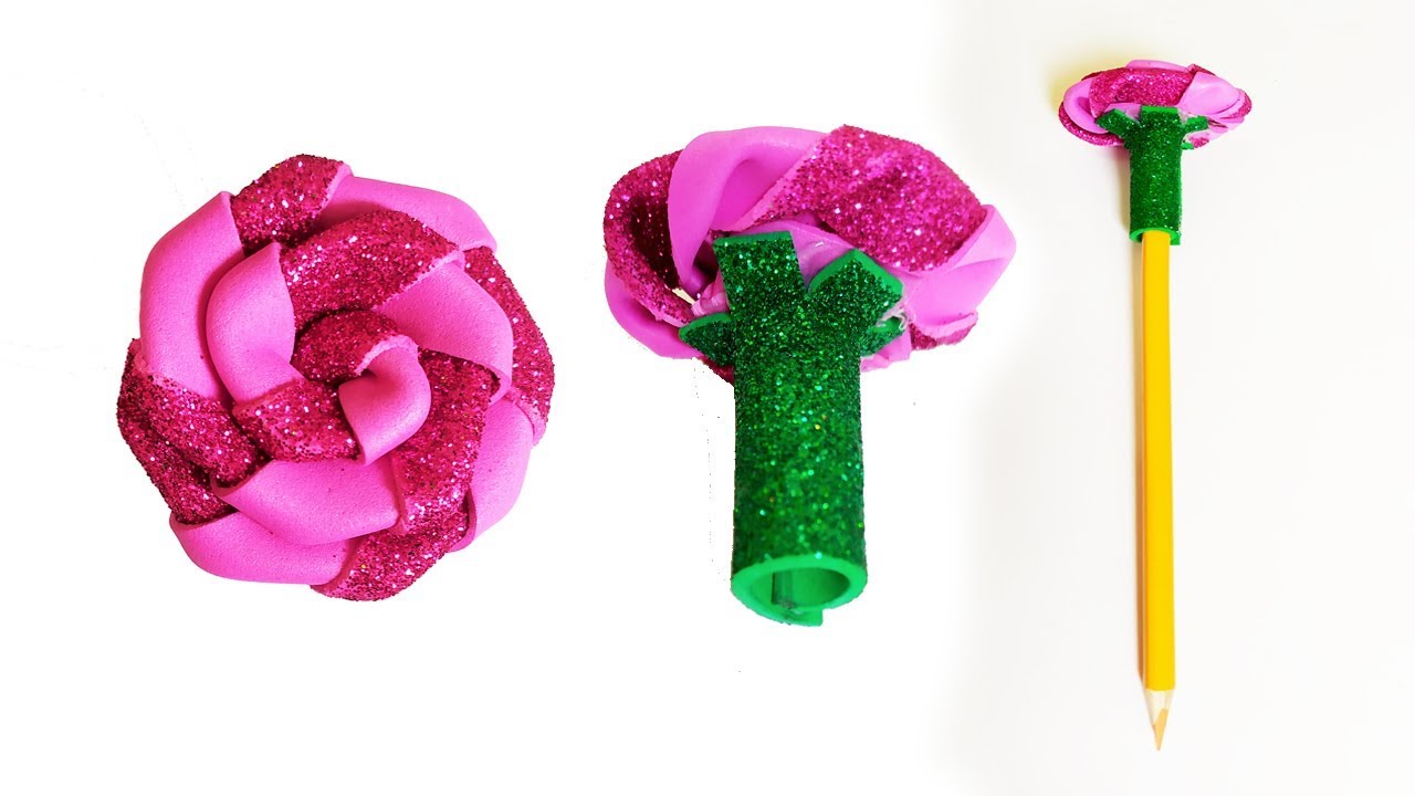 DECORA TUS LAPICES CON ROSAS HECHAS CON GOMA EVA O FOAMY - MANUALIDADES ÚTILES