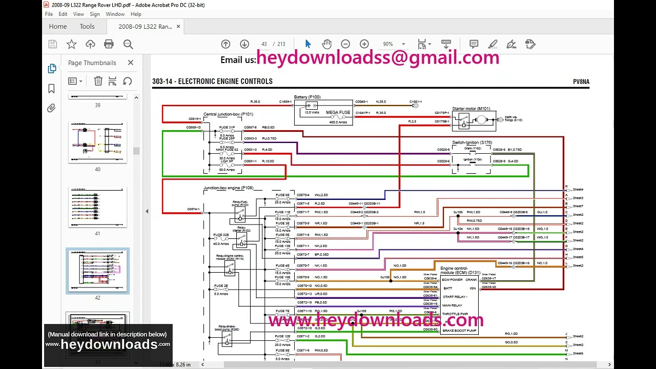 2006 Land Rover L322 Range Rover LHD Electrical Wiring Schematic Manual