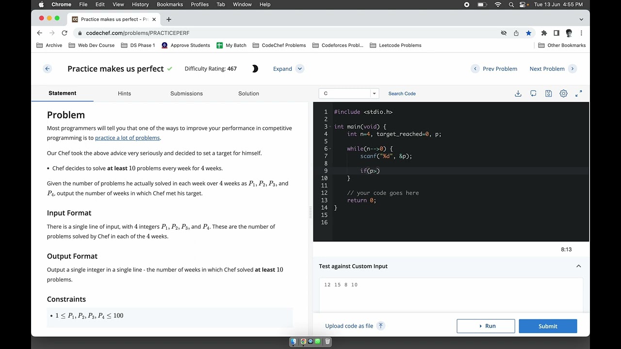 Codechef -  Practice Makes Us Perfect Problem  - C Language