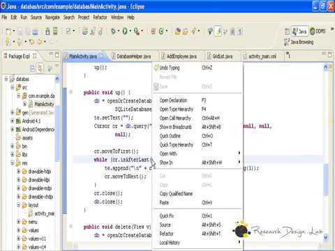 Android simple database connectivity