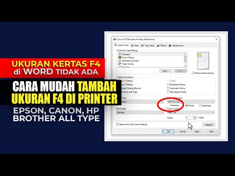 Cara tambah ukuran kertas F4 di Printer semua merek