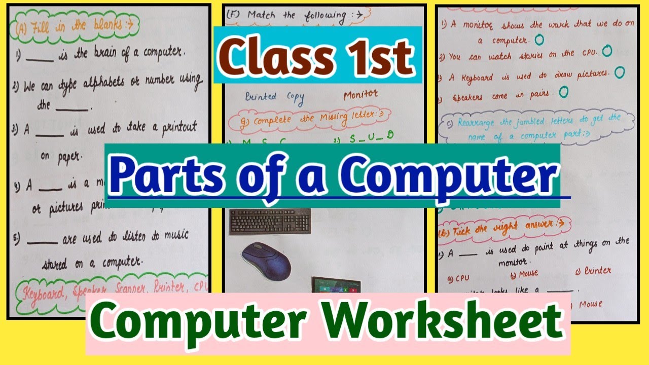 Parts of a Computer { Pratice Worksheet Solution  } Class 1st @Homeworkcorner
