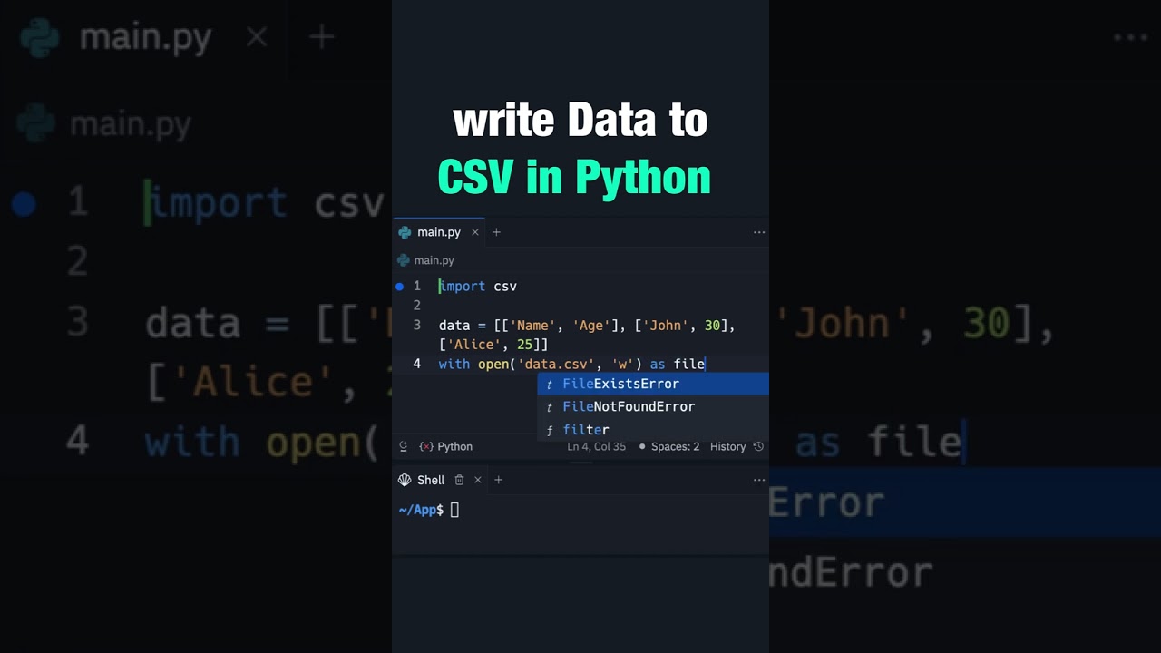 Write data to CSV in Python  #softlinks #python #softwareengineering