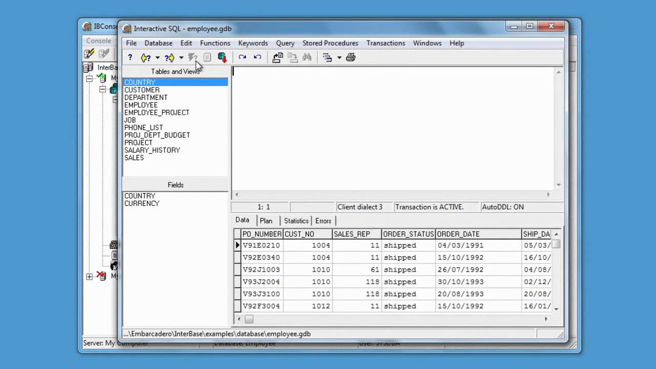 InterBase Database: Introduction to IBConsole