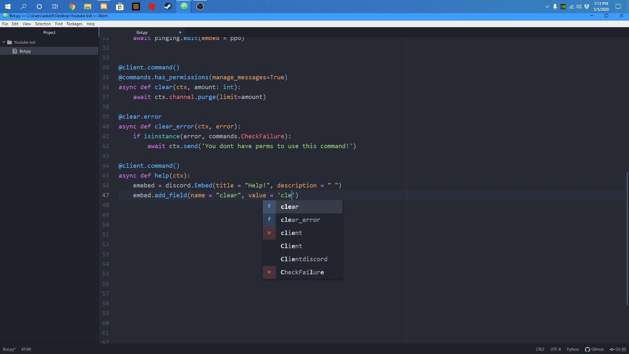 EP3 Basic help command | how to code in discorrd.py