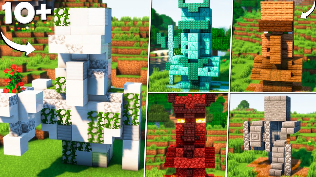 Minecraft: 10+ Mobs Statue Build Hacks & Ideas! - Minecraft Builders