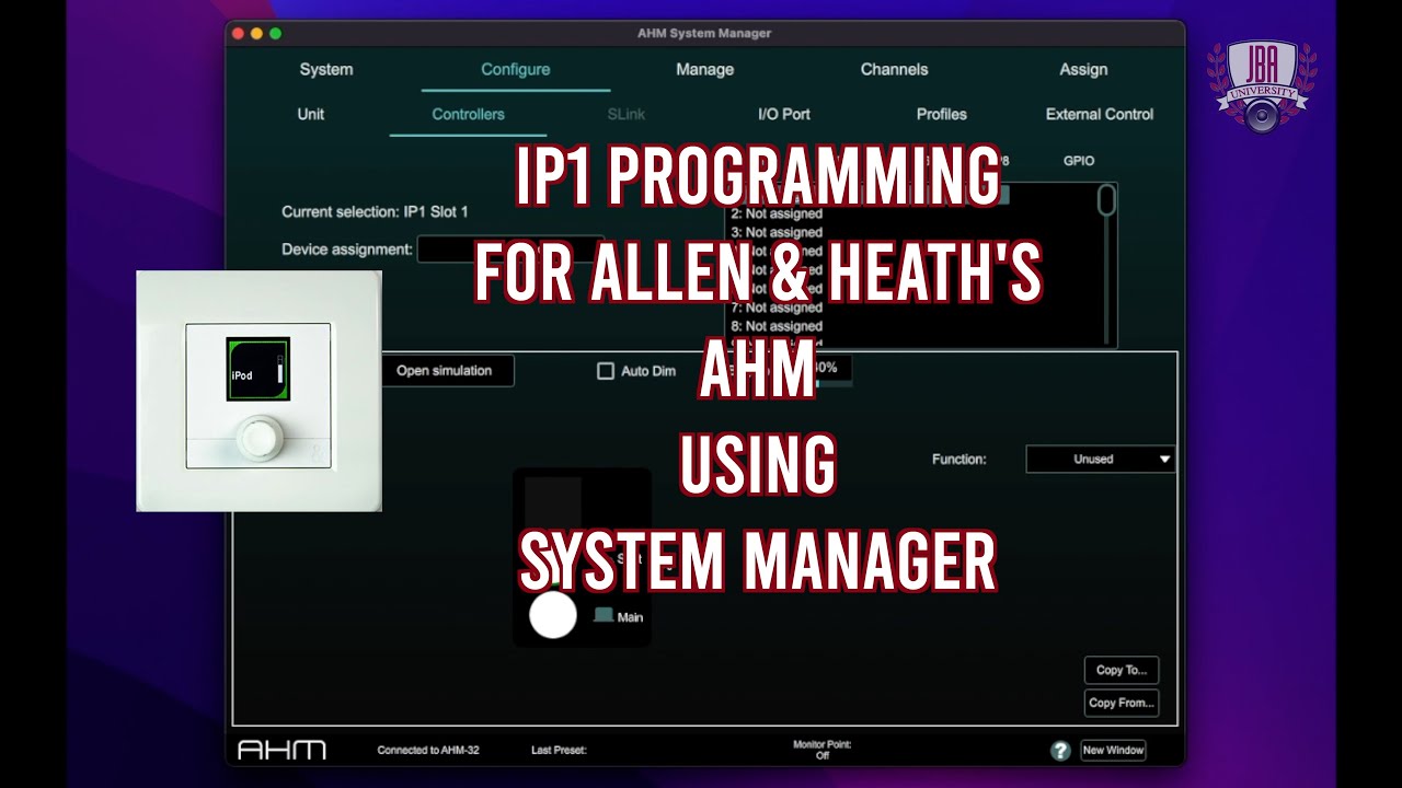IP1 Programming for Allen & Heath's AHM using System Manager