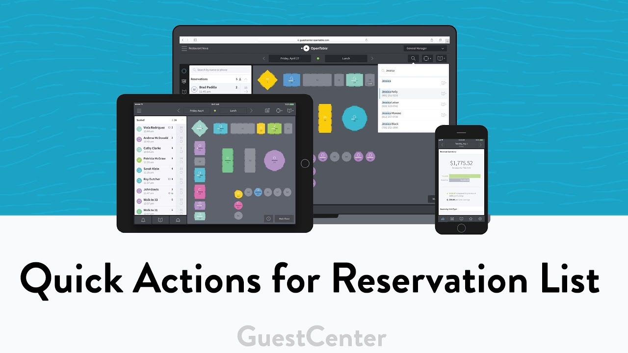 Quick Actions In the Reservation List
