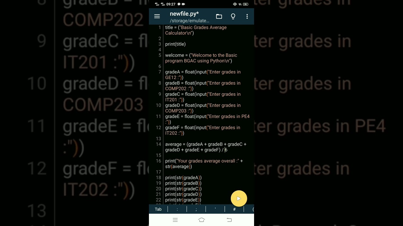 Basic Grades Average Calculator in Python Tutorial