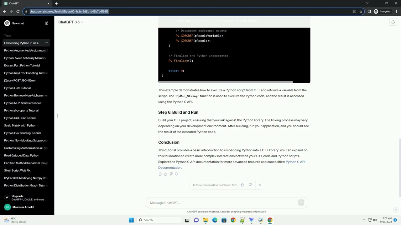 embedding python into c library