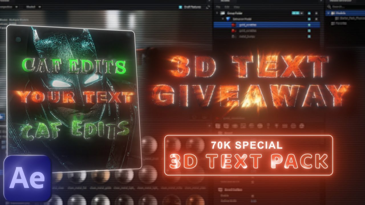 3D Text Pack Giveaway on 70k! Subs #aftereffects #freeeditingpack