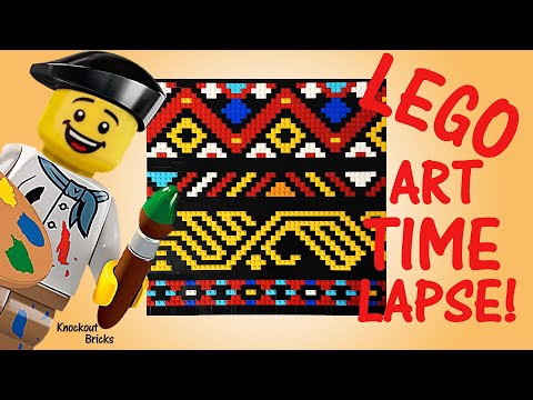 LEGO® MOSAIC TIME LAPSE "Sunrise - Aztec patterns" Making LEGO® art using NEW LEGO® frame!