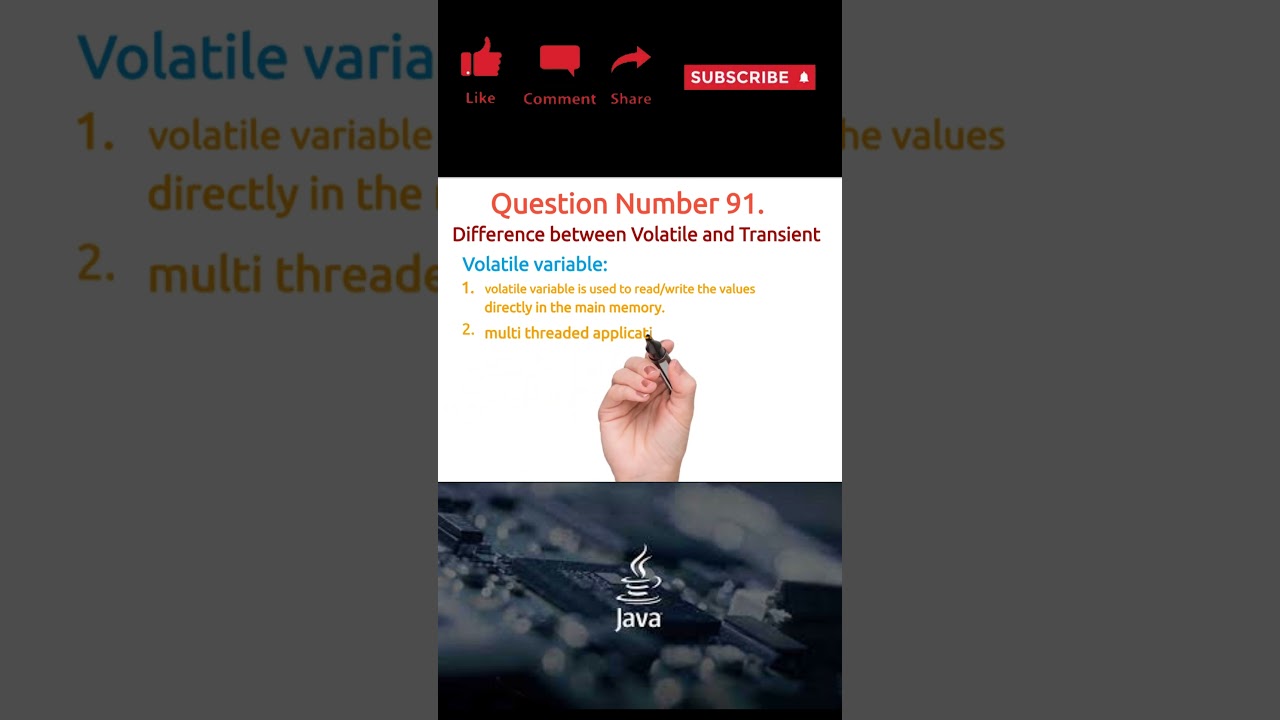 91  Difference between Volatile and Transient Variable in Java. #javainterviewquestions #javaprogram