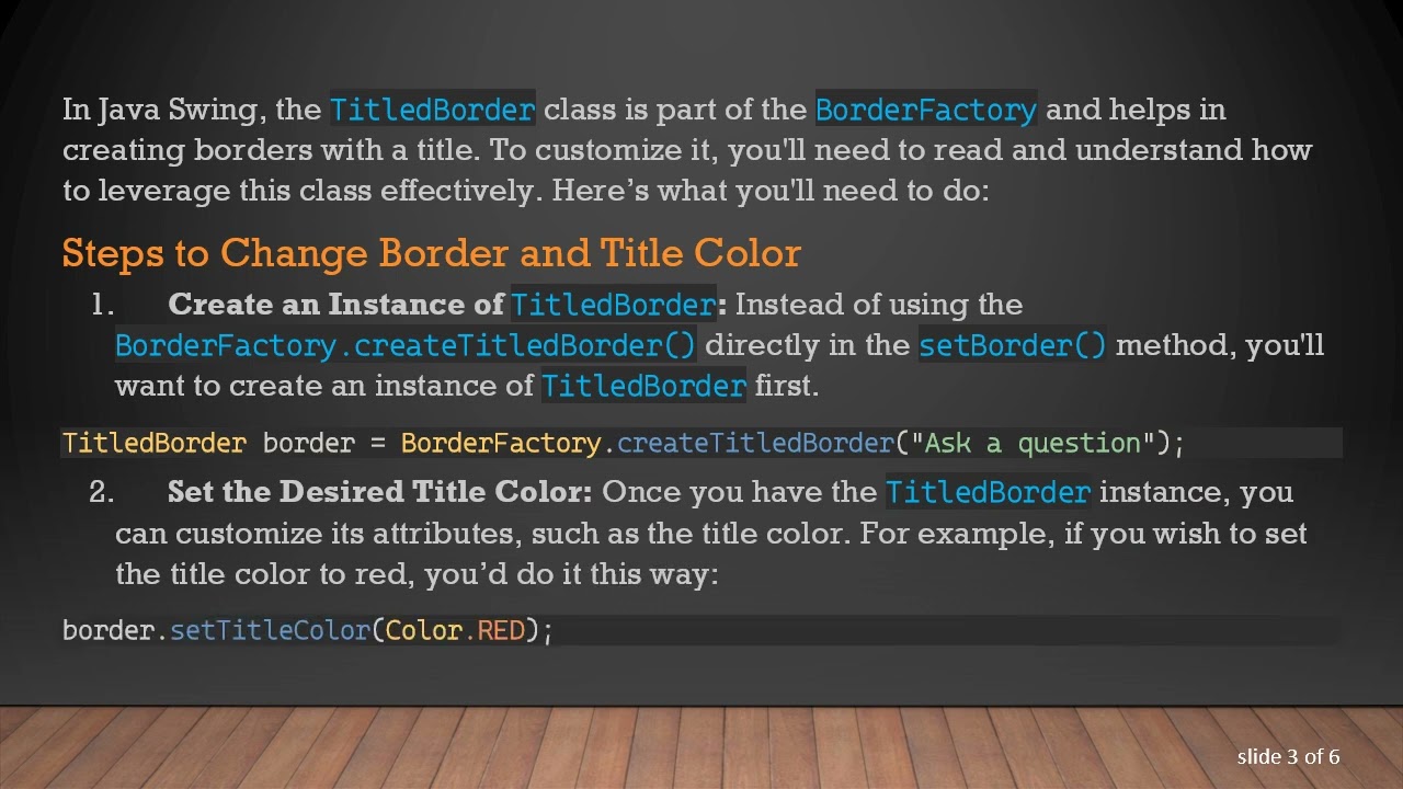 How to Change the Color of a TitledBorder in Your Java GUI