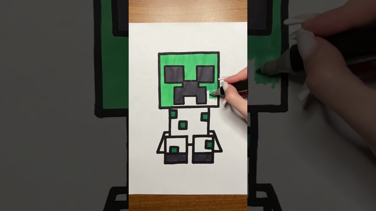 Coloring minecraft a creeper | coloring pages
