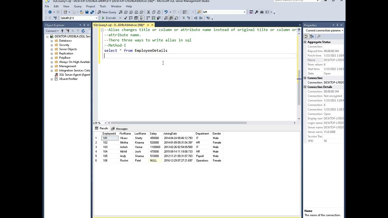 SQL: Alias with  three different methods