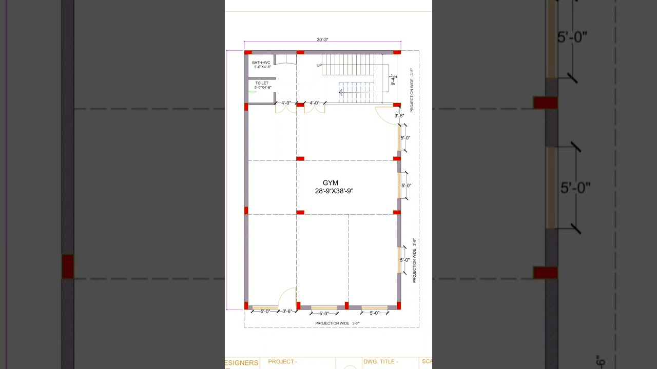 Commercial building design,GYM IN  30'-3