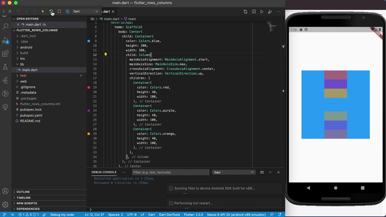 Flutter Basics - The Row and the Column Widgets
