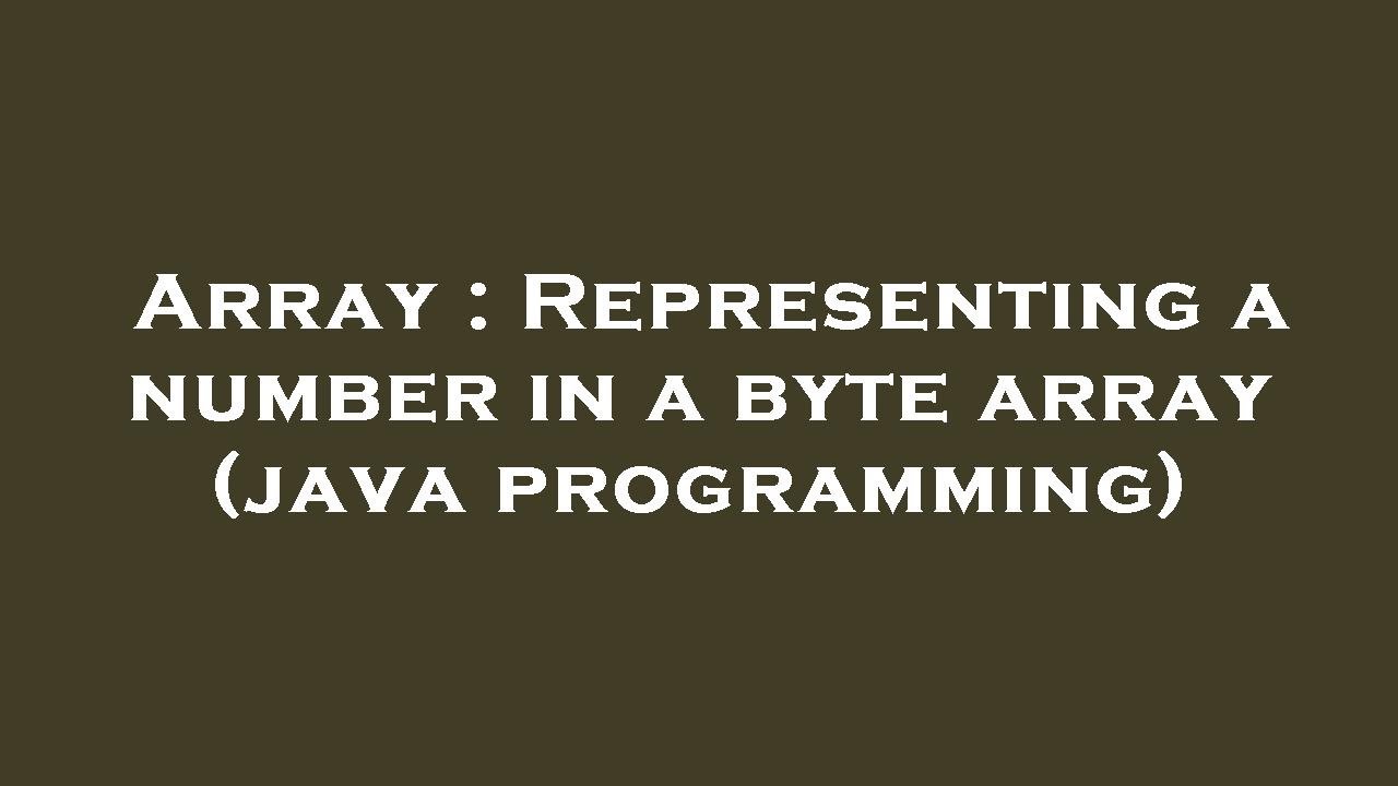 Array : Representing a number in a byte array (java programming)
