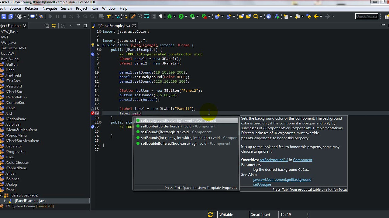 26. JPanel Java Swing Tutorial without voice