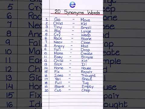 Synonyms words in English | Synonyms word | Similar Words in English | Learn 20 synonyms words