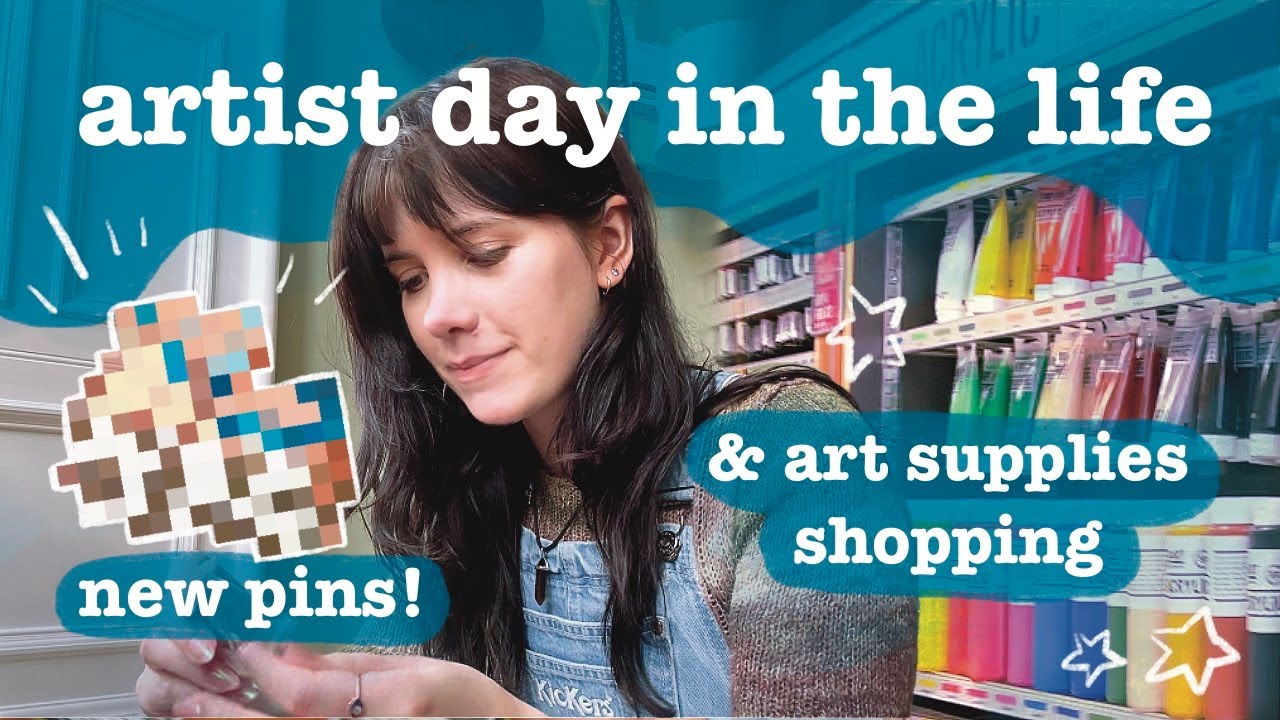 studio vlog ★ art supply shopping, new pin designs, packing orders ★ day in the life!