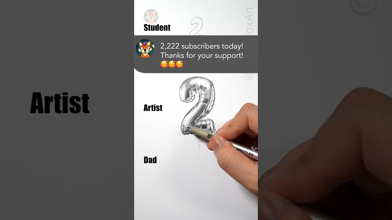 Numbers bubble writing! Dad vs Artist | how to draw foil number birthday Balloon