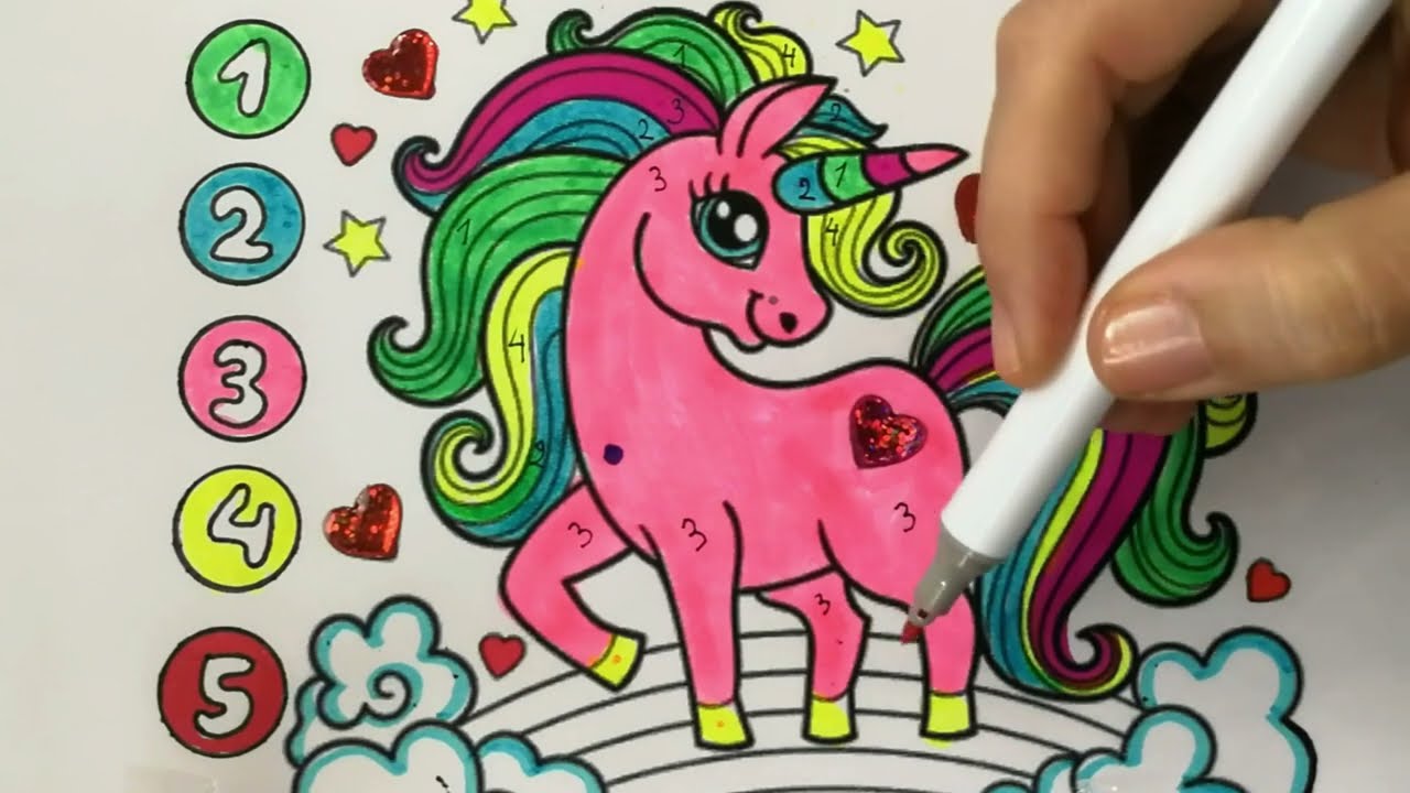 Color by Number,Unicorn Coloring Page,Coloring