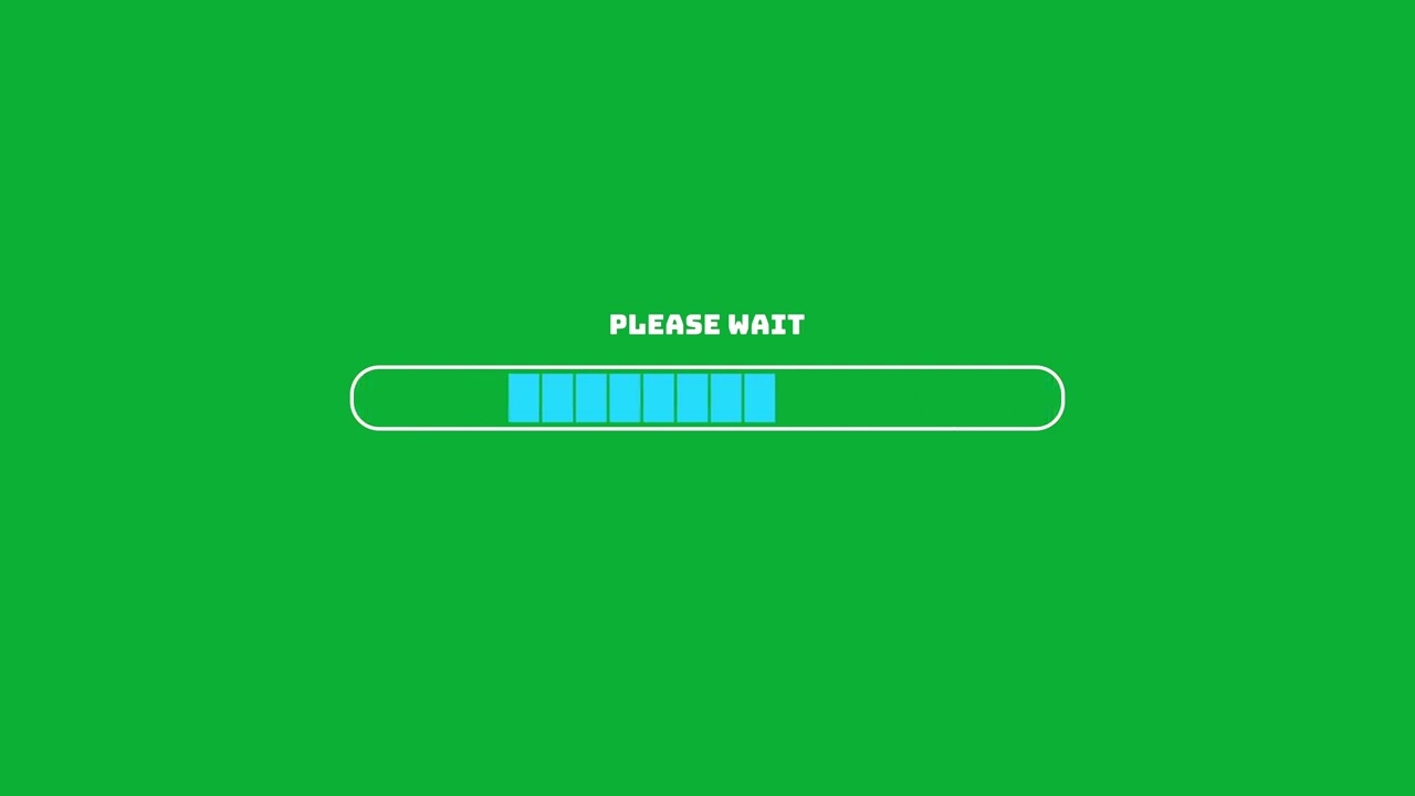 Loading Bar Animation with Please Wait Text on Green Screen Background | 4K | FREE TO USE