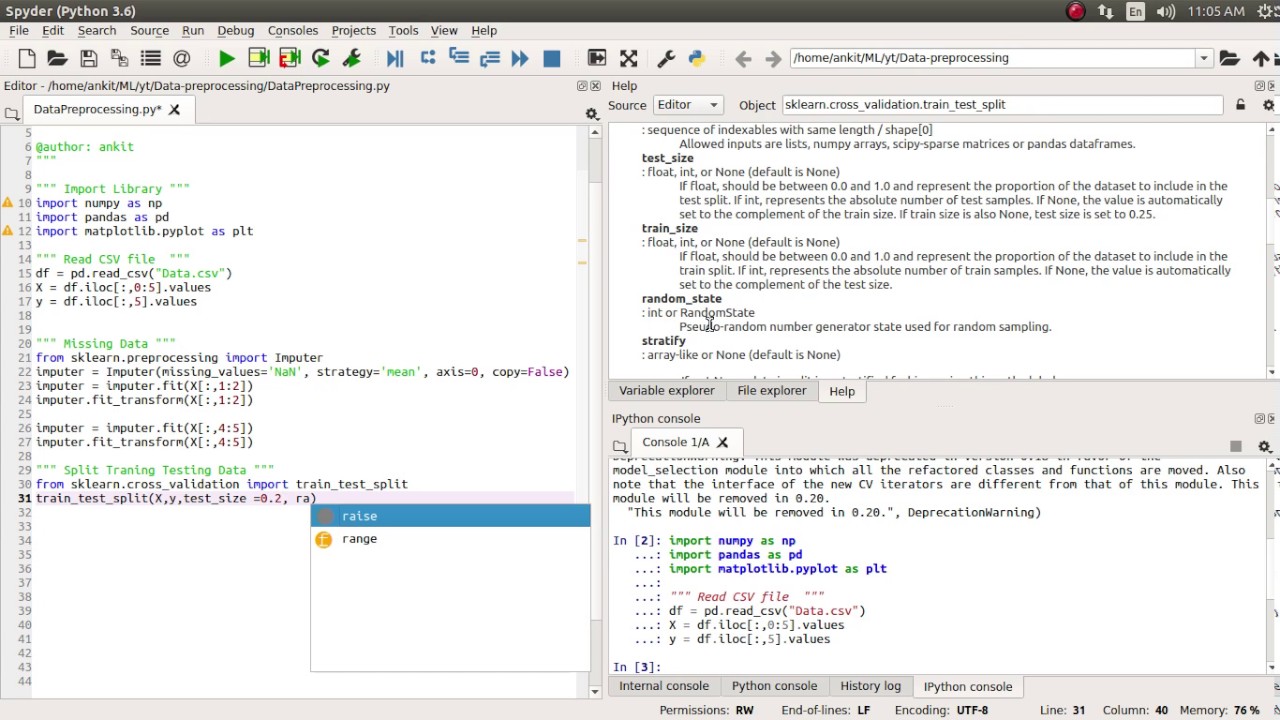 Split Training Testing Data python 3.4