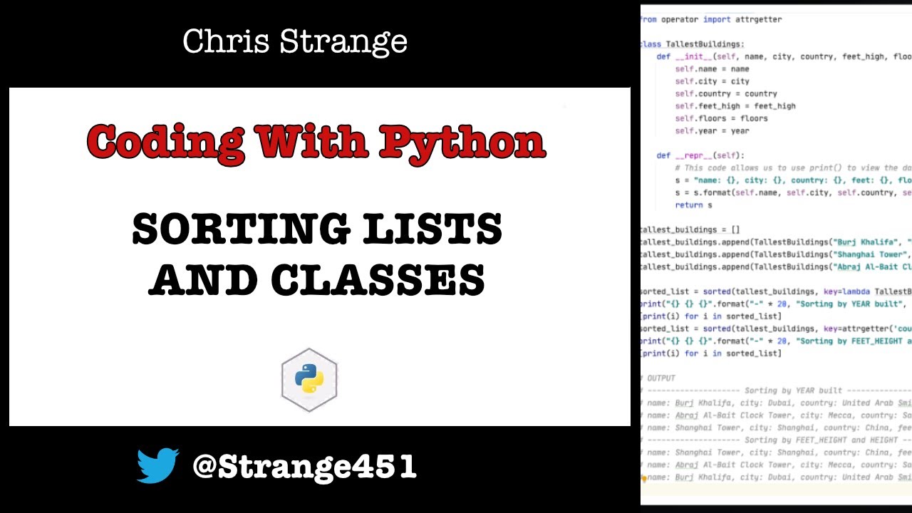 Sorting lists and classes in Python (Coding with #Python)