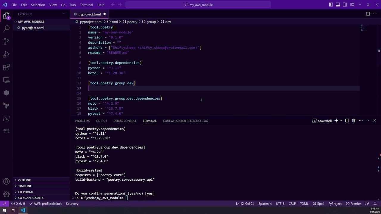 Configuring a base Python project using Poetry