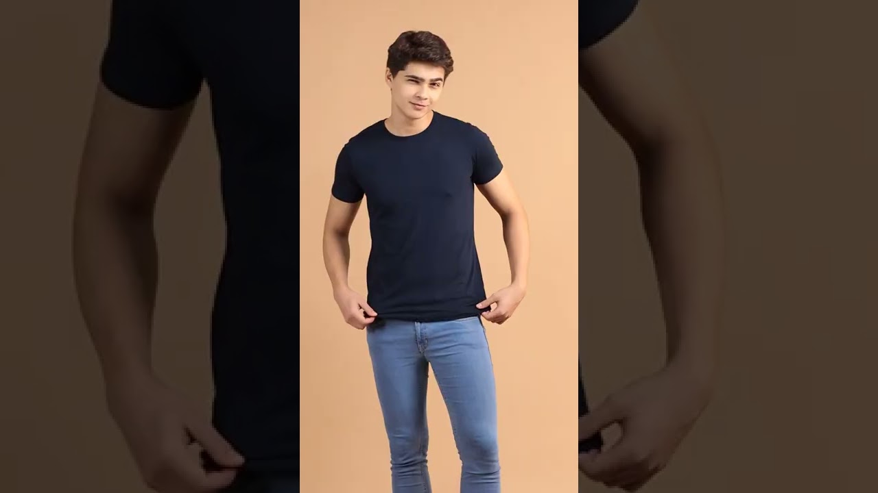 Men Solid Half Sleeve T-Shirt - NAVY BLUE