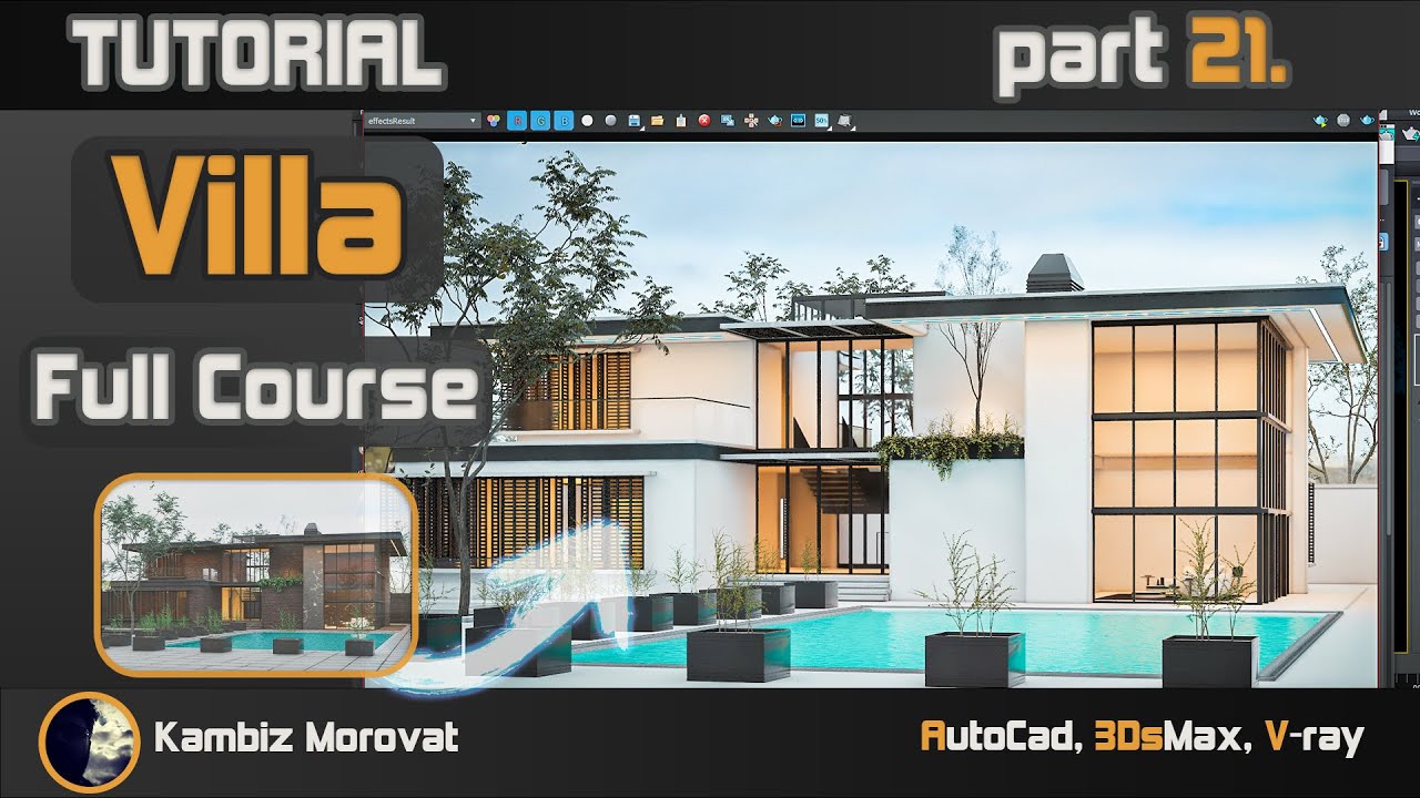 Architectural Visualisation, Full Course 21, Realistic Render | Tutorial AutoCad, 3DsMax, V-Ray