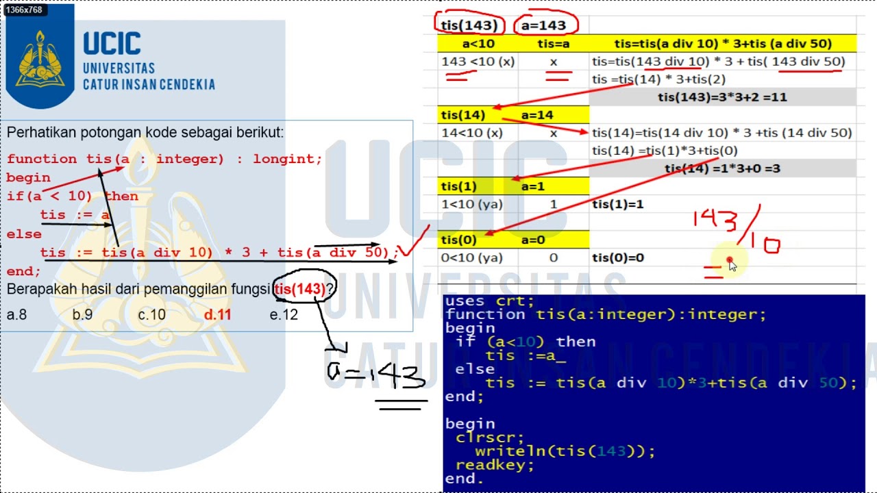 Pertemuan #7 Pembahasan dan Review Materi Array, Fungsi dan Prosedur