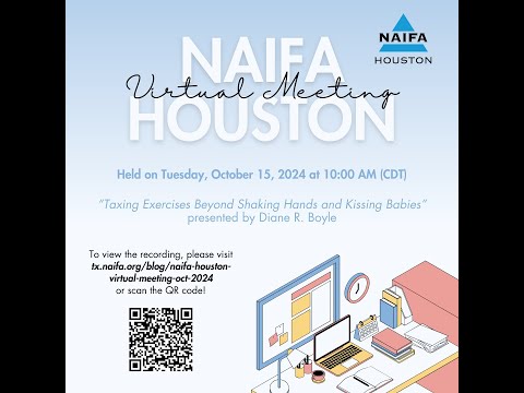 NAIFA Houston presents "Taxing Exercises Beyond Shaking Hands & Kissing Babies" with Diane R. Boyle