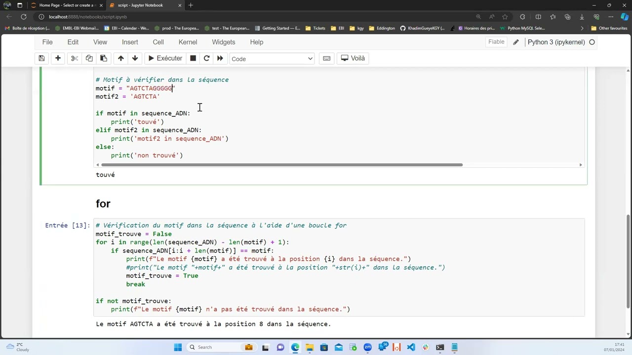 #5 Analyse de Séquences ADN avec Python / DNA Sequence Analysis using Python : Boucles et Conditions