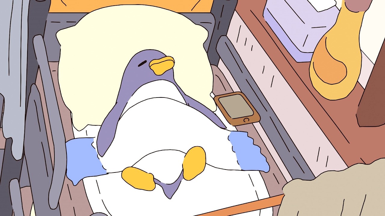 Penguin's morning before work
