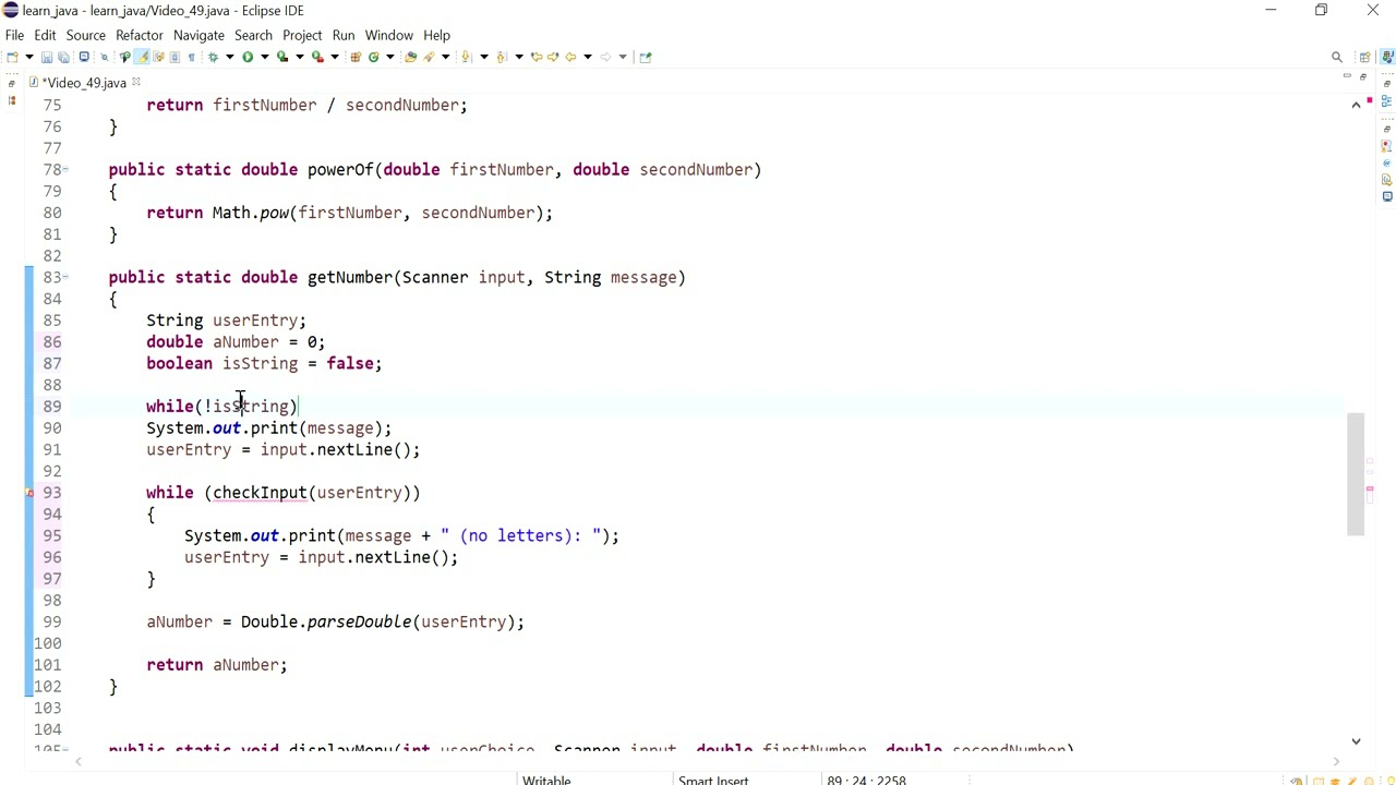 Java 50: Handle NumberFormatException when parsing a String that contains letters into a Double.
