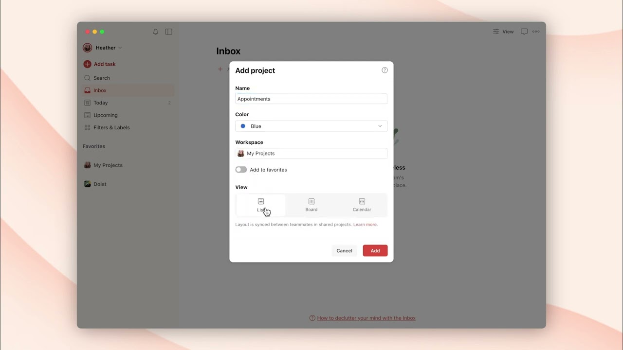 Tutorial: Create a Todoist project