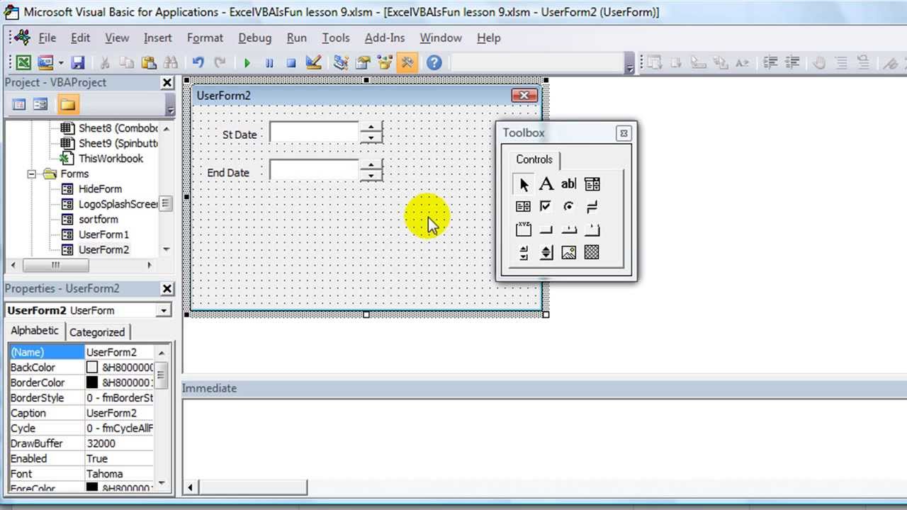 Excel VBA USERFORMS #17 Increase and Decrease Dates in Textbox with Spinbutton