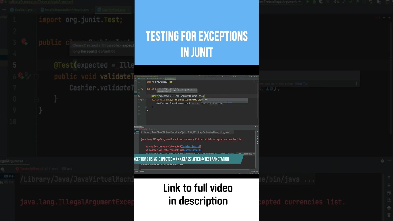 How to test for Exceptions with JUnit