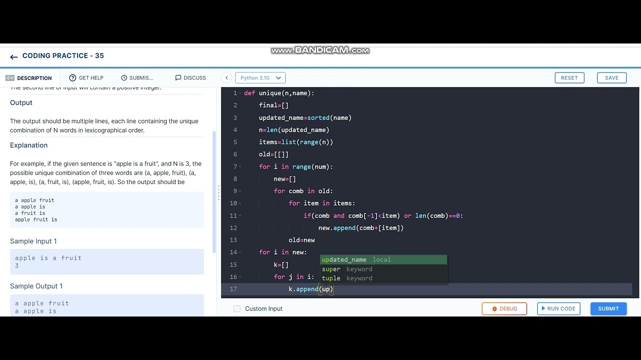 N Words Combination | Python Coding Challenge | CCBP | NxtWave