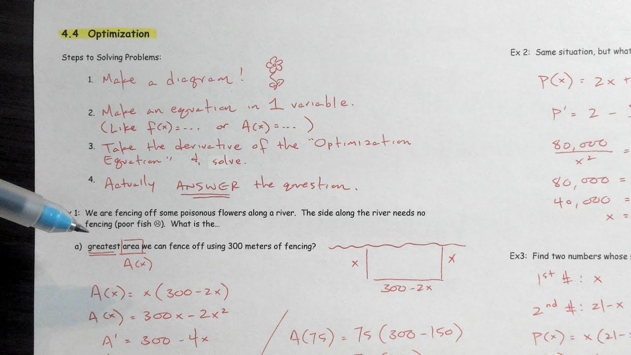 AP Calc - Optimization (notes 4.4)