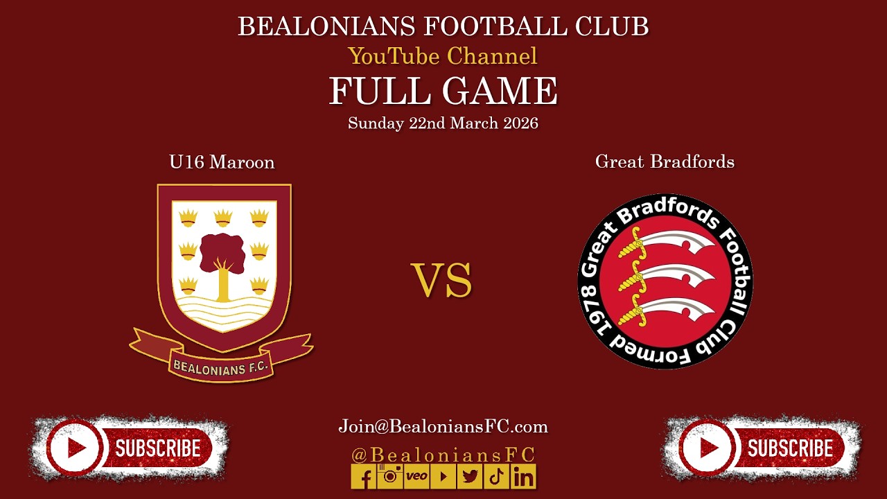 FULL GAME - U16 Maroon vs Great Bradfords - 22.03.26